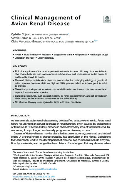 (PDF) Clinical Management of Avian Renal Disease