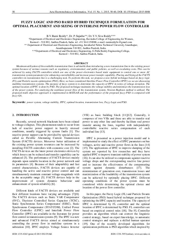 (PDF) Fuzzy Logic and Pso Based Hybrid Technique Formulation for Optimal Placement and Sizing of ...