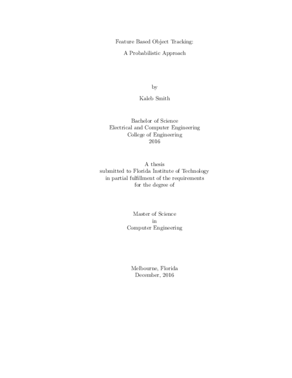 (PDF) Feature Based Object Tracking: A Probabilistic Approach