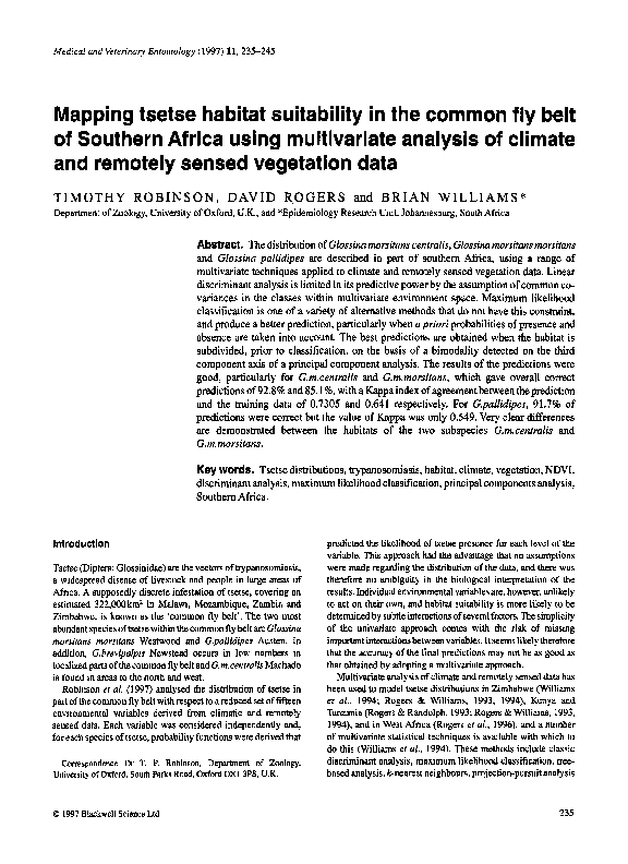 (PDF) Mapping tsetse habitat suitability in the common fly belt of ...