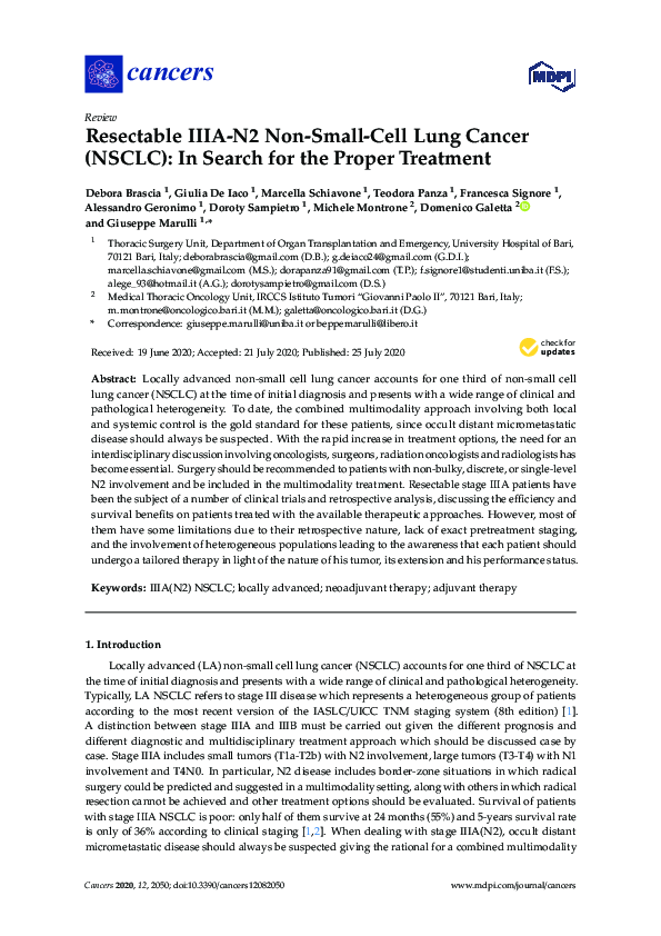 (PDF) Resectable IIIA-N2 Non-Small-Cell Lung Cancer (NSCLC): In Search ...