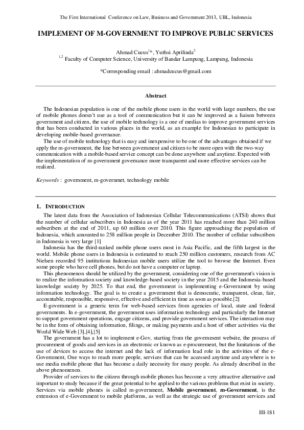 (PDF) Implement of M-Government to Improve Public Services