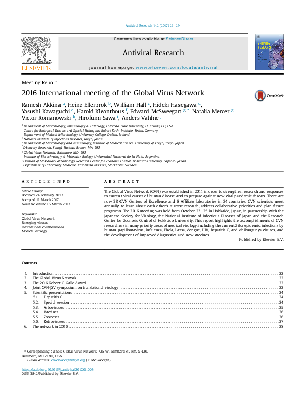 (PDF) 2016 International meeting of the Global Virus Network