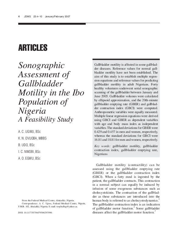 (PDF) Sonographic Assessment of Gallbladder Motility in the Ibo ...