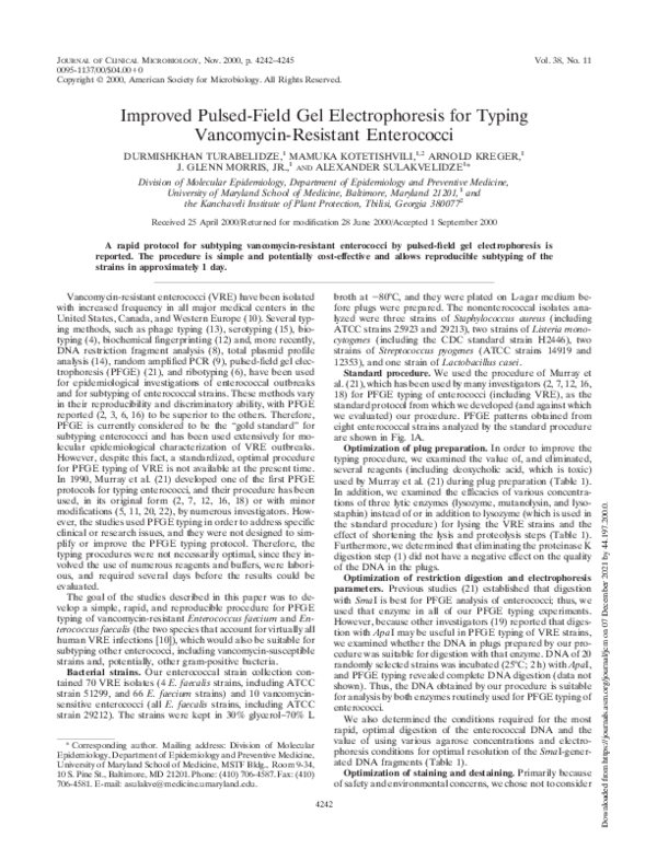 (PDF) Improved Pulsed-Field Gel Electrophoresis for Typing
