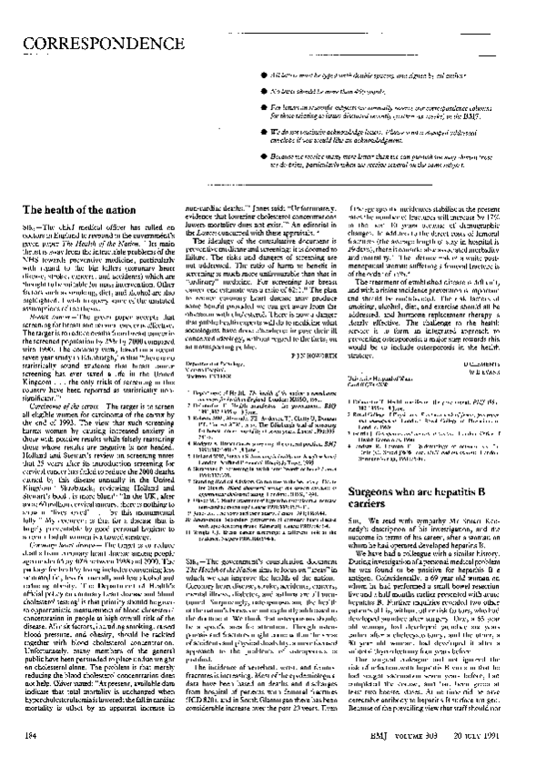 (PDF) The health of the nation