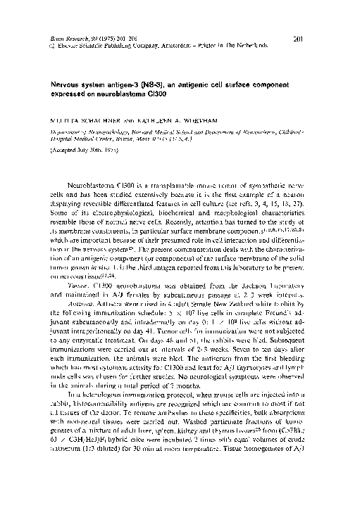(PDF) Nervous system antigen-3 (NS-3), an antigenic cell surface ...
