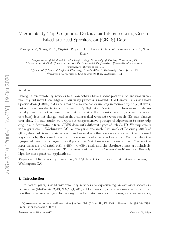 (PDF) Micromobility Trip Origin and Destination Inference Using General ...