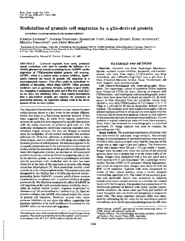 (PDF) Modulation of granule cell migration by a glia-derived protein ...