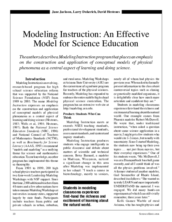 (PDF) Modeling Instruction: An Effective Model for Science Education