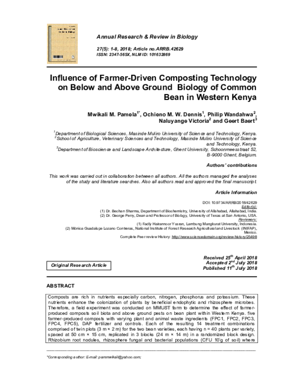 (PDF) Influence of Farmer-Driven Composting Technology on Below and ...