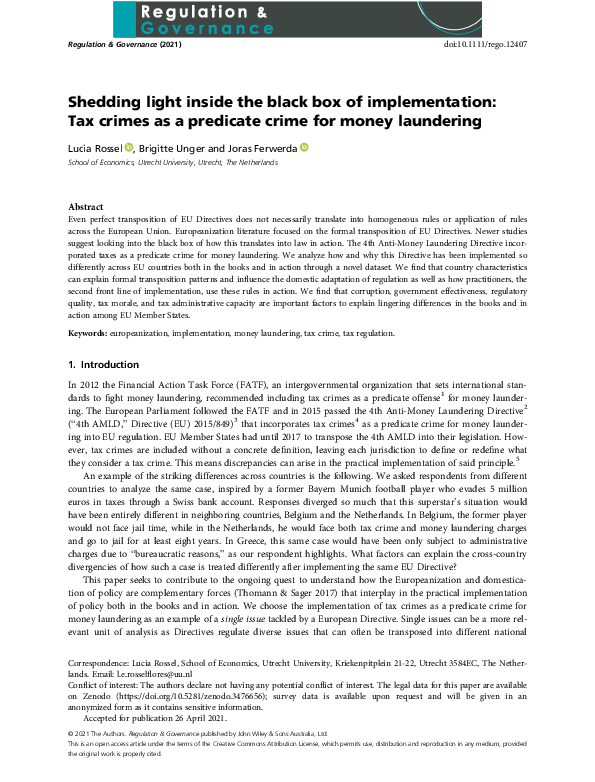 (PDF) Shedding light inside the black box of implementation: Tax crimes ...