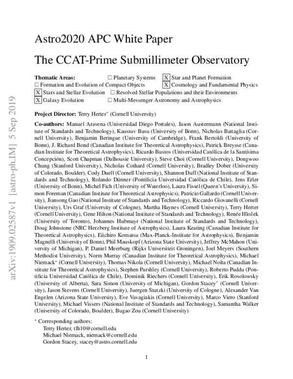 (PDF) The CCAT-Prime Submillimeter Observatory