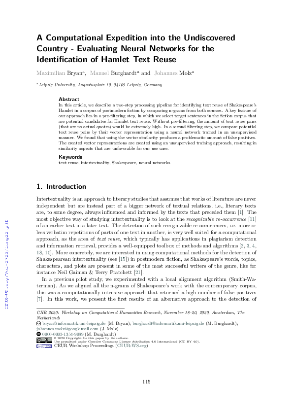 (PDF) A Computational Expedition into the Undiscovered Country - Evaluating Neural Networks for ...