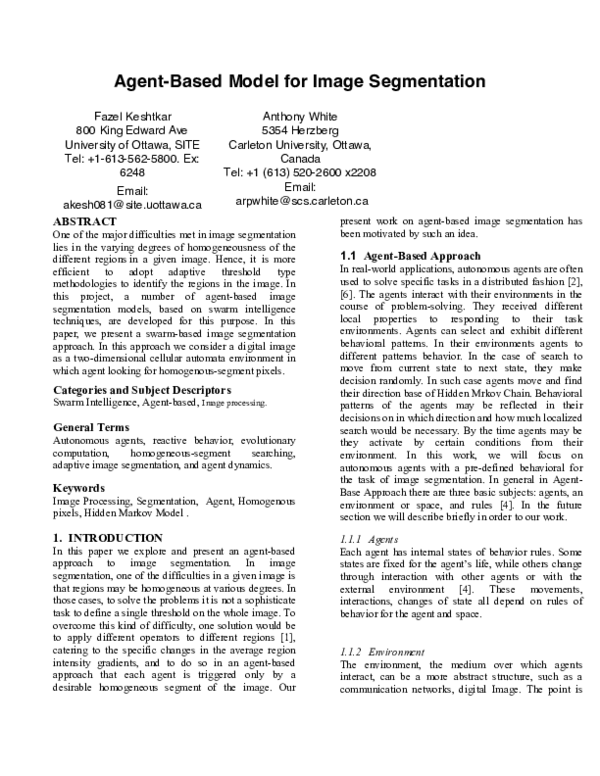(PDF) An agent-based model for image segmentation | Fazel Keshtkar ...