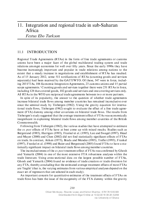 (PDF) 11. Integration and regional trade in sub- Saharan Africa