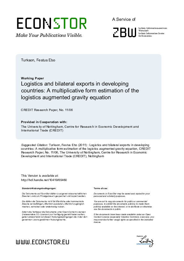 (PDF) Impact of Logistics on Bilateral Exports