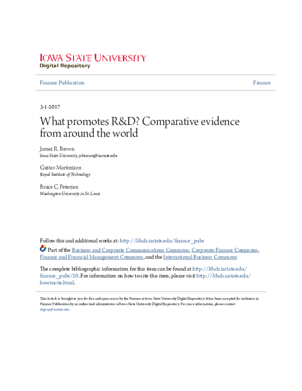 (PDF) What promotes R&D? Comparative evidence from around the world