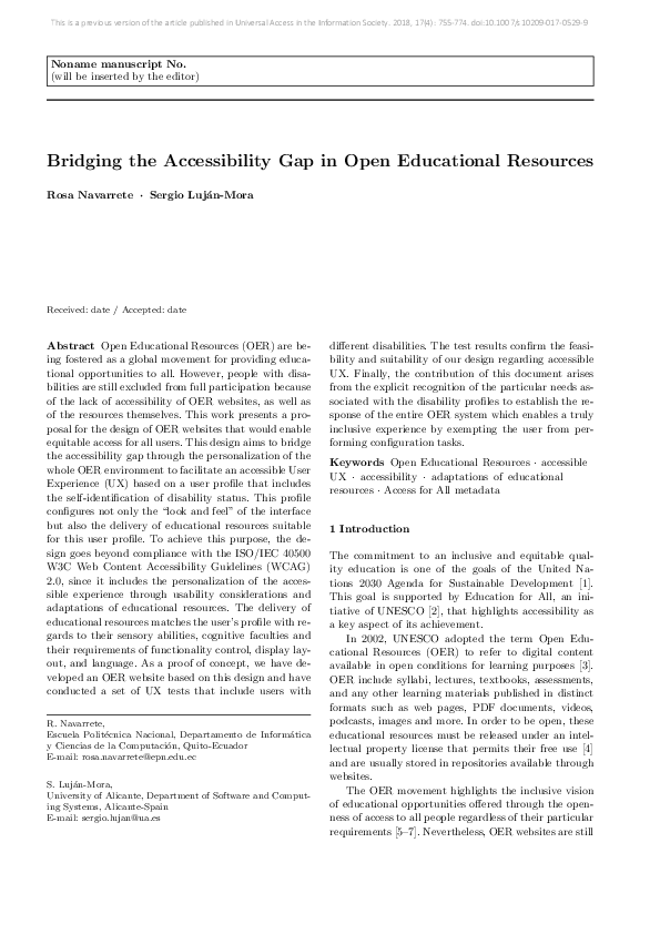 (PDF) Bridging the accessibility gap in Open Educational Resources