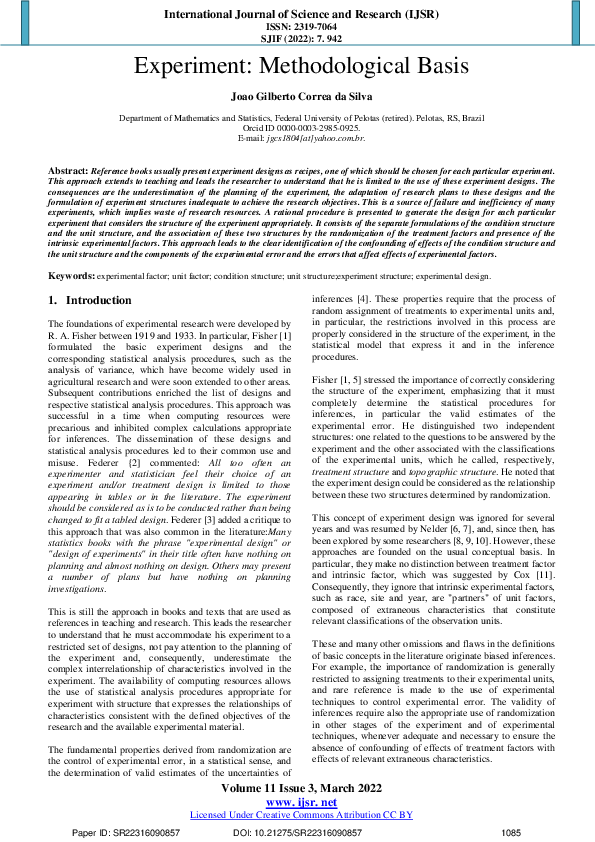 (PDF) Experiment: Methodological Basis