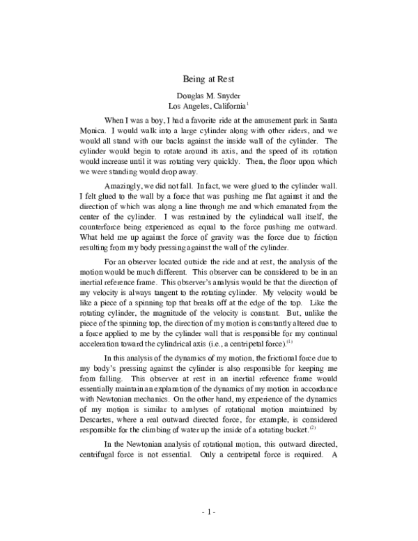 (PDF) Being at Rest