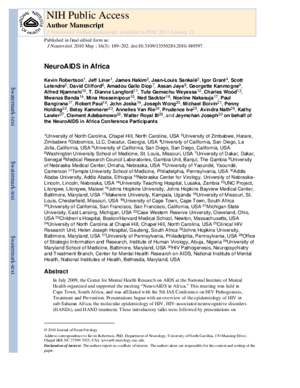 (PDF) NeuroAIDS in Africa