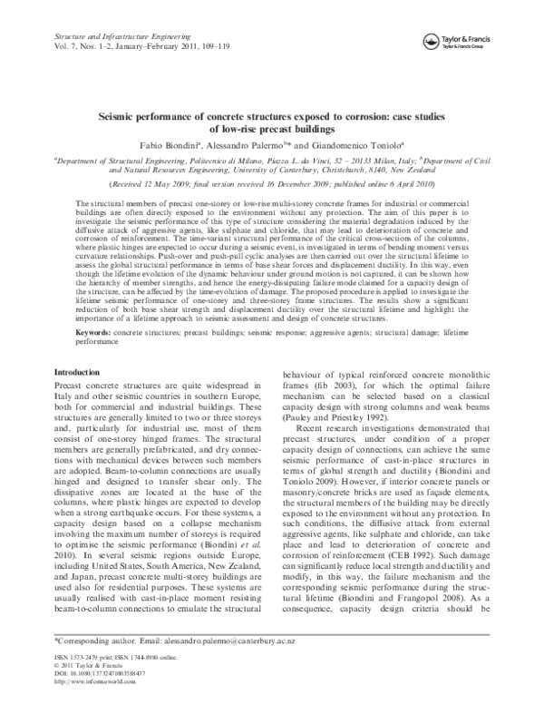 (PDF) Seismic performance of concrete structures exposed to corrosion ...
