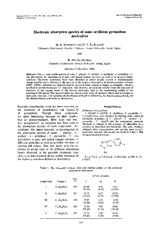 (PDF) Electronic absorption spectra of some arylidene pyrazolone ...