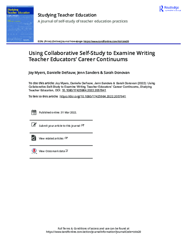 (PDF) Using Collaborative Self-Study to Examine Writing Teacher ...