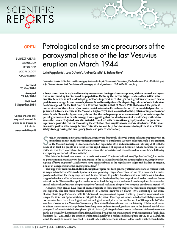 (PDF) Petrological and seismic precursors of the paroxysmal phase of ...