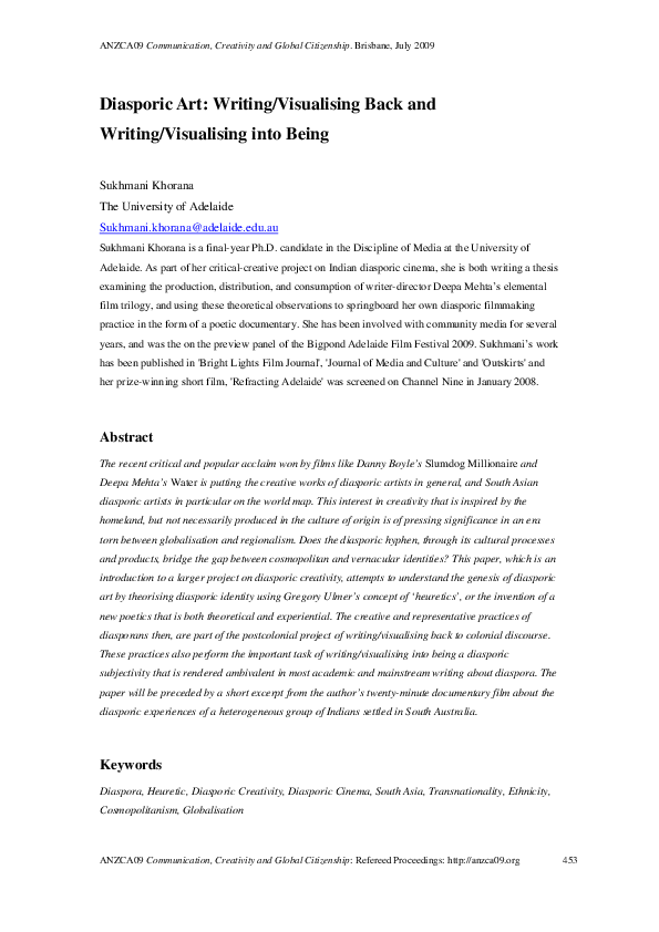 (PDF) Diasporic art: Writing/visualising back and writing/visualising ...