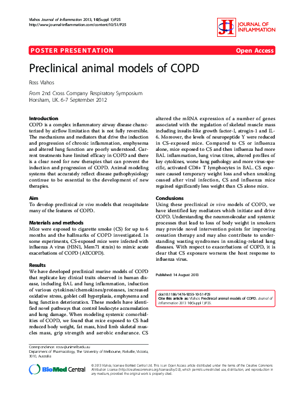 (PDF) Preclinical animal models of COPD