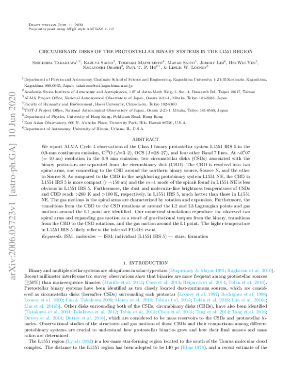 (PDF) Circumbinary Disks of the Protostellar Binary Systems in the ...