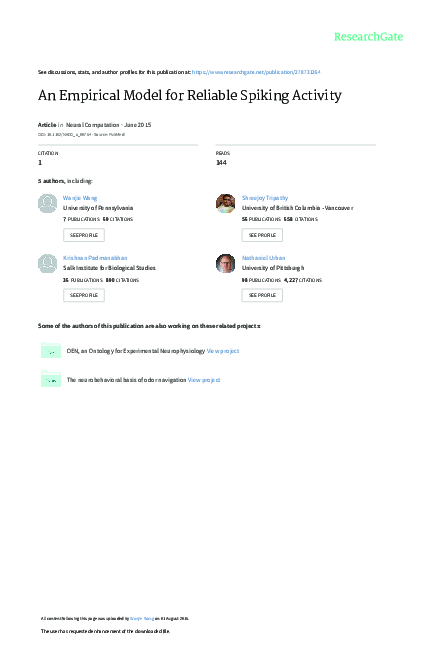 (PDF) An Empirical Model for Reliable Spiking Activity