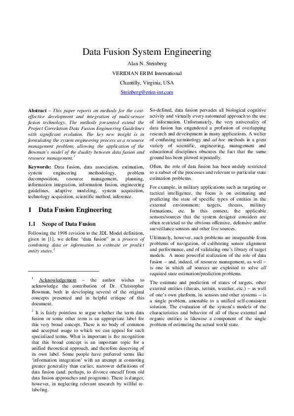 (PDF) Data fusion system engineering