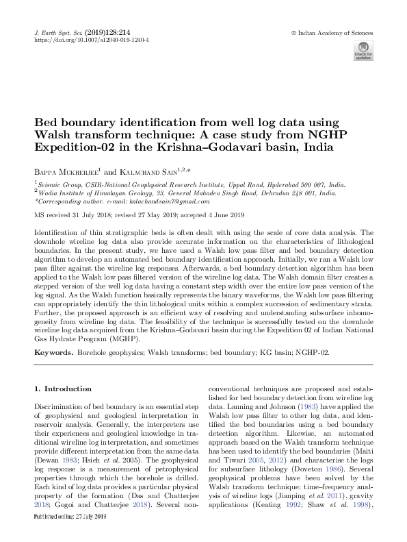 (PDF) Bed boundary identification from well log data using Walsh transform technique: A case ...