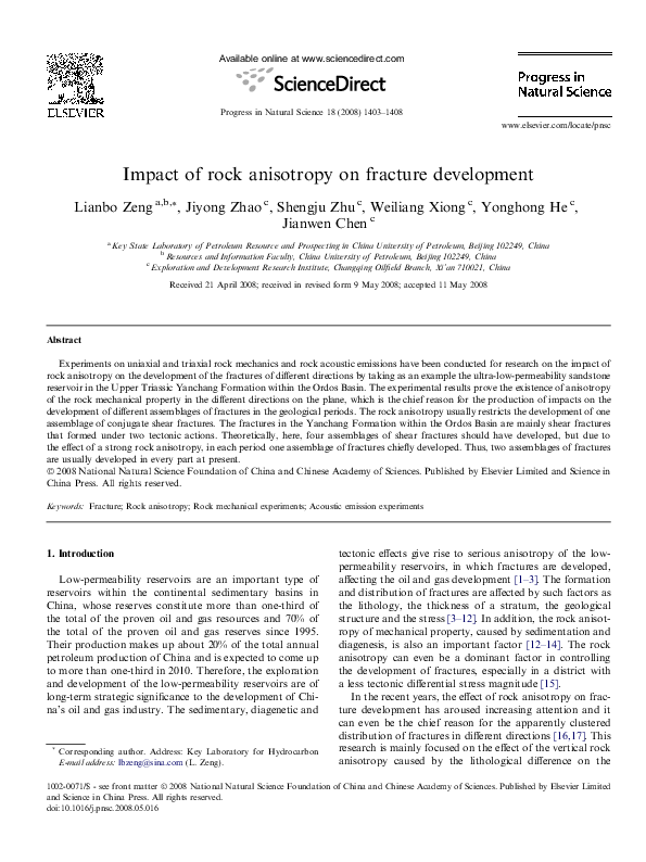 Pdf Impact Of Rock Anisotropy On Fracture Development