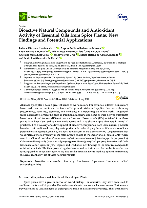 (PDF) Bioactive Natural Compounds and Antioxidant Activity of Essential ...