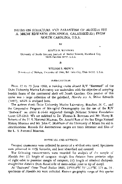 (PDF) Notes on structure and parasitism of Munida iris A. Milne Edwards ...