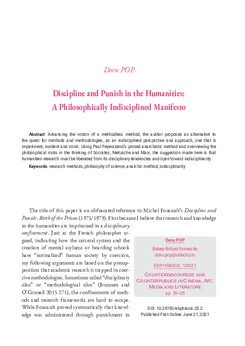 (PDF) Discipline and Punish in the Humanities: A Philosophically ...