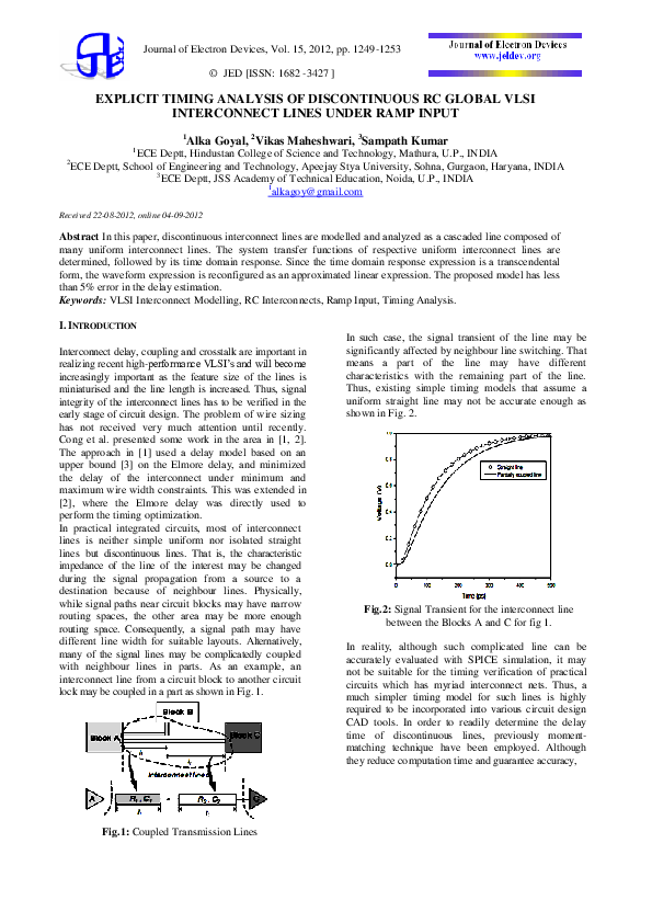 (PDF) Explicit Timing Analysis of Discontinuous RC Global Vlsi Interconnect Lines Under Ramp Input
