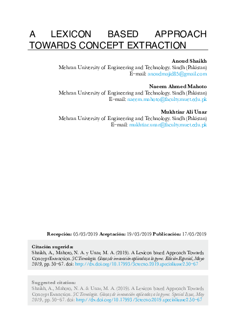 (PDF) A Lexicon based Approach Towards Concept Extraction