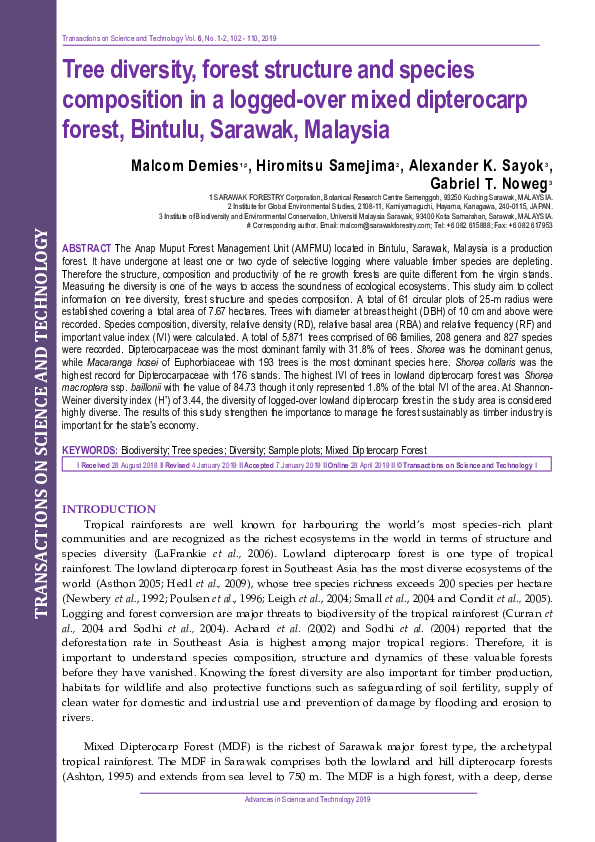 (PDF) Tree diversity, forest structure and species composition in a ...