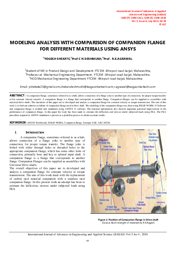 (PDF) Modeling Analysis with Comparison of Companion Flange for ...