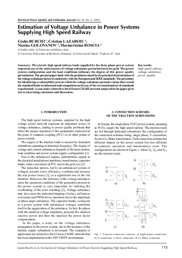 Pdf Estimation Of Voltage Unbalance In Power Systems Supplying High Speed Railway