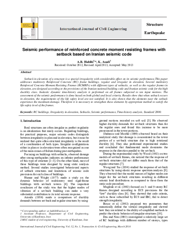 Pdf Seismic Performance Of Reinforced Concrete Moment Resisting