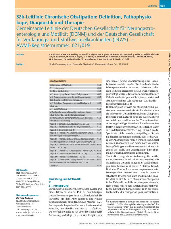 (PDF) S2k-Leitlinie Chronische Obstipation: Definition ...
