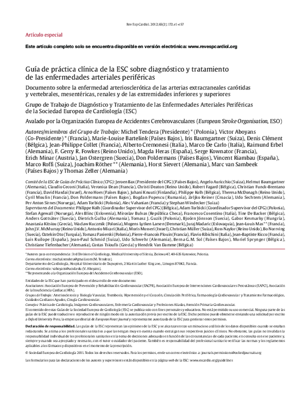 (PDF) Guía de práctica clíníca de la ESC sobre diagnóstico y tratamiento de las enfermedades ...