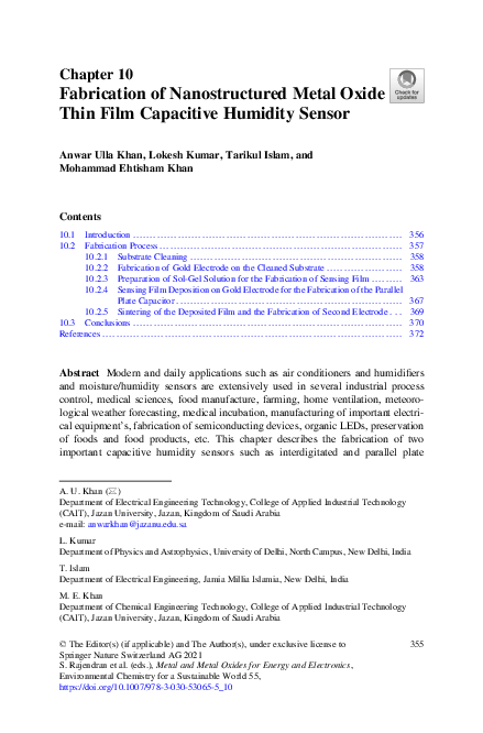 (PDF) Fabrication of Nanostructured Metal Oxide Thin Film Capacitive Humidity Sensor