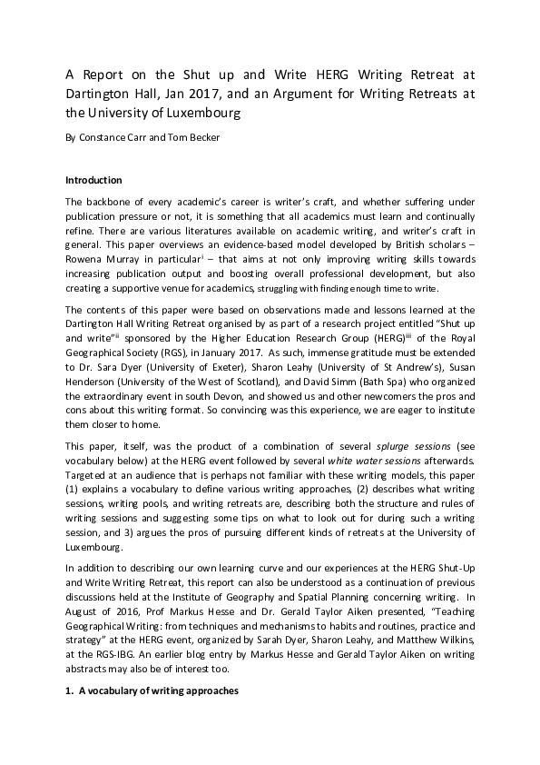 (PDF) Enhancing Academic Writing Through Retreats